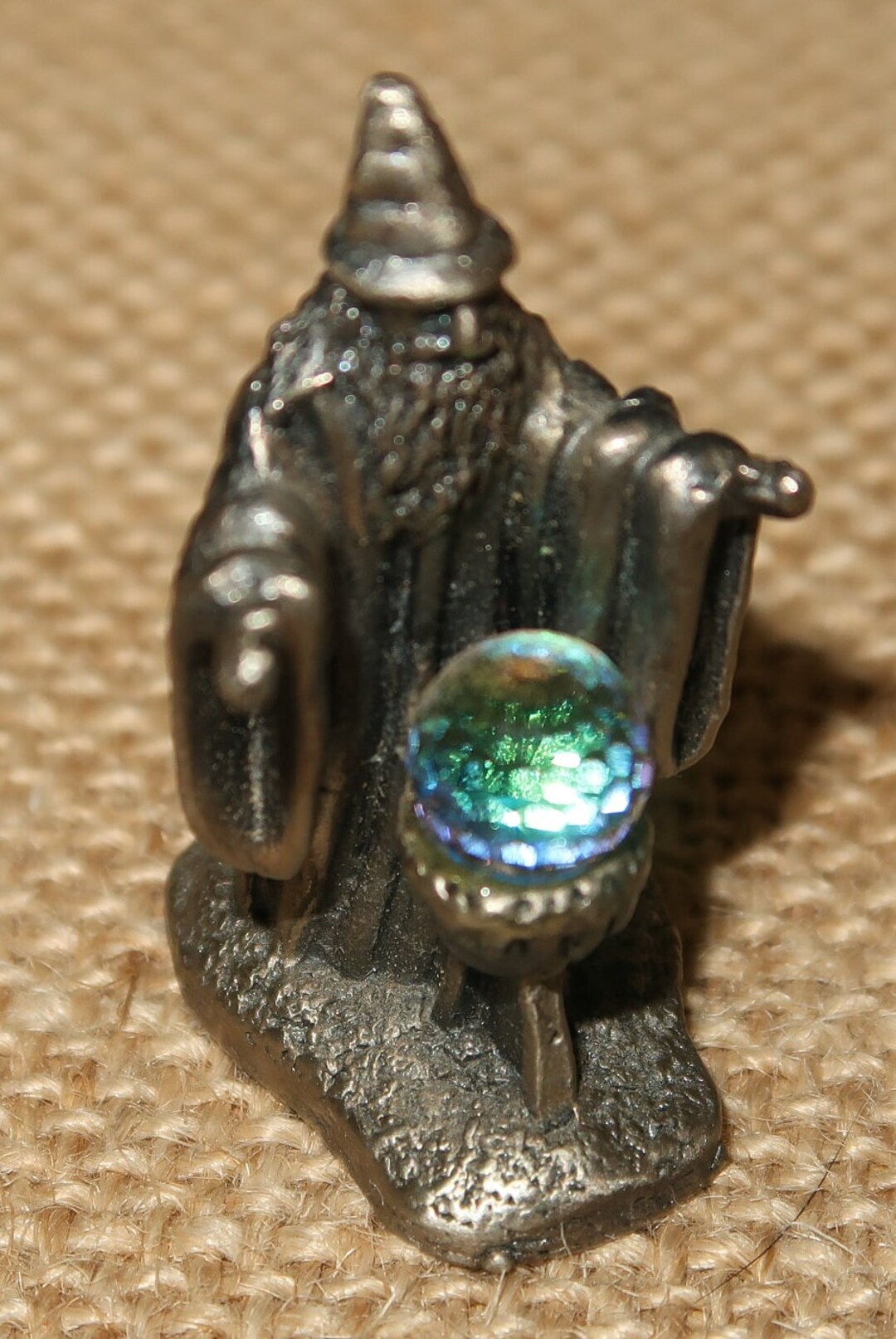 Vtg Pewter "the Cauldron of Light" Wizzard Figurine With Crystal by ...