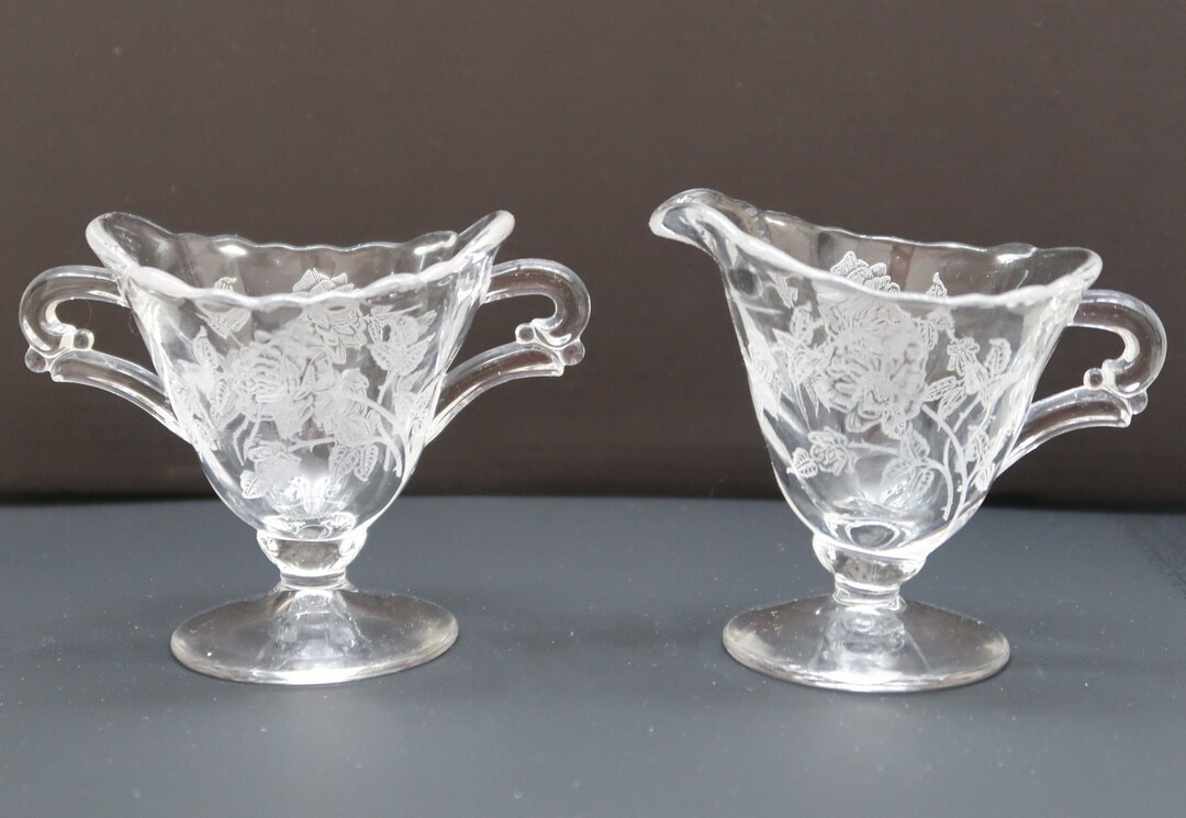 Heisey "rose" Pattern Individual Creamer and Sugar Set - Etsy