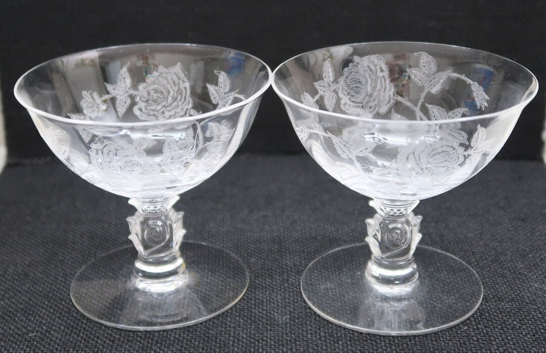 2 Heisey "rose" Pattern Low Sherbets - Etsy
