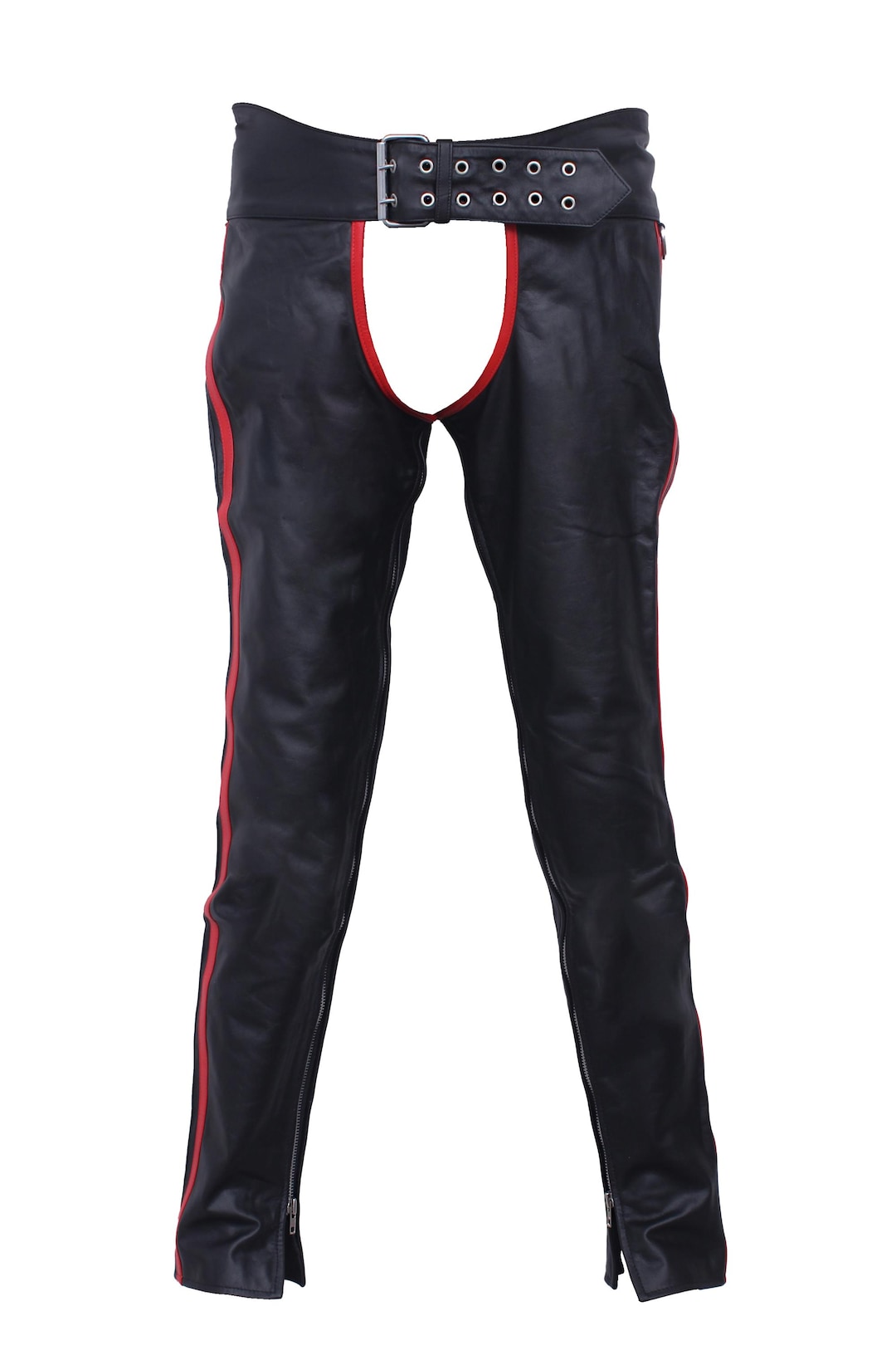 Black Leather Chaps, Men Genuine Leather Motorcycle Chaps Cowhide ...