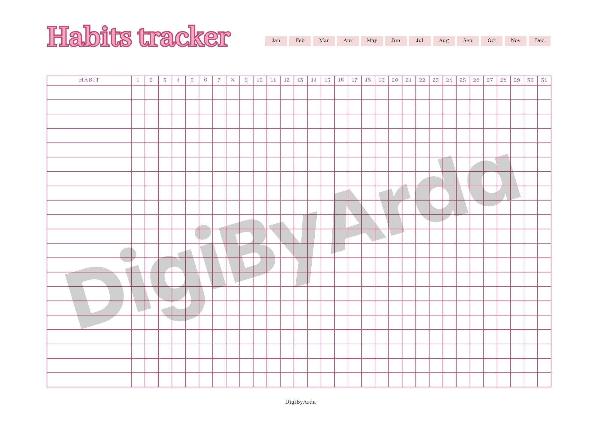 Cute Pink Habit Tracker Printable Habit Tracker Template Routine ...