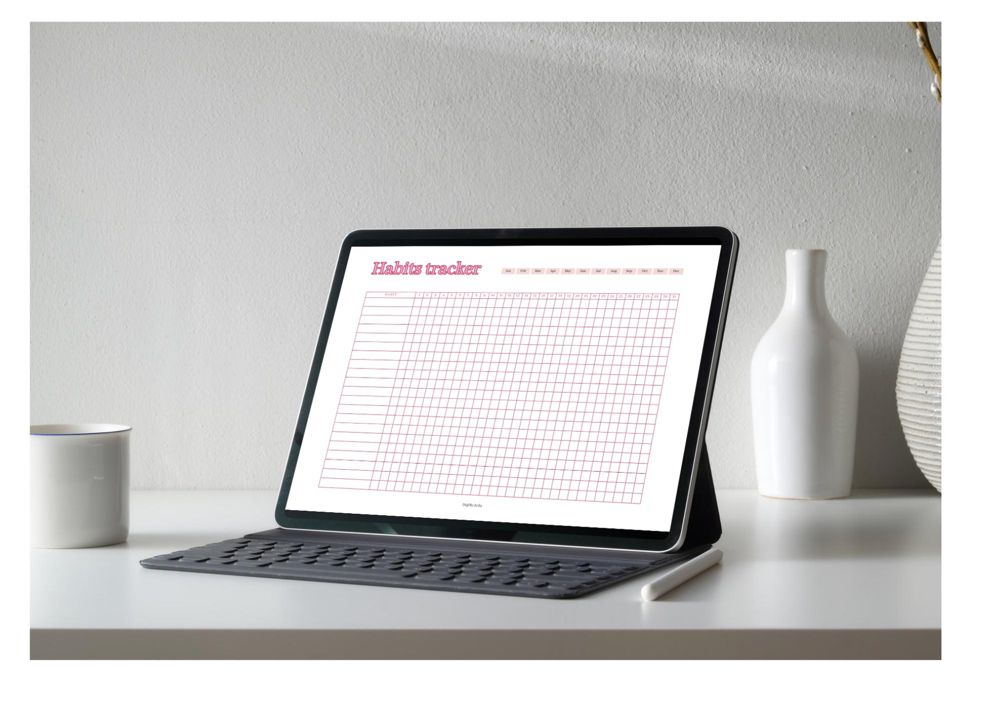 Cute Pink Habit Tracker Printable Habit Tracker Template Routine ...