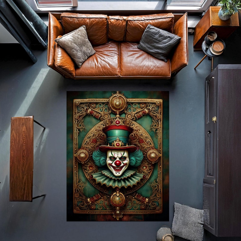 Creepy Clown Rug for Gothic Decor, Goth Clown Rug, Halloween Decor ...