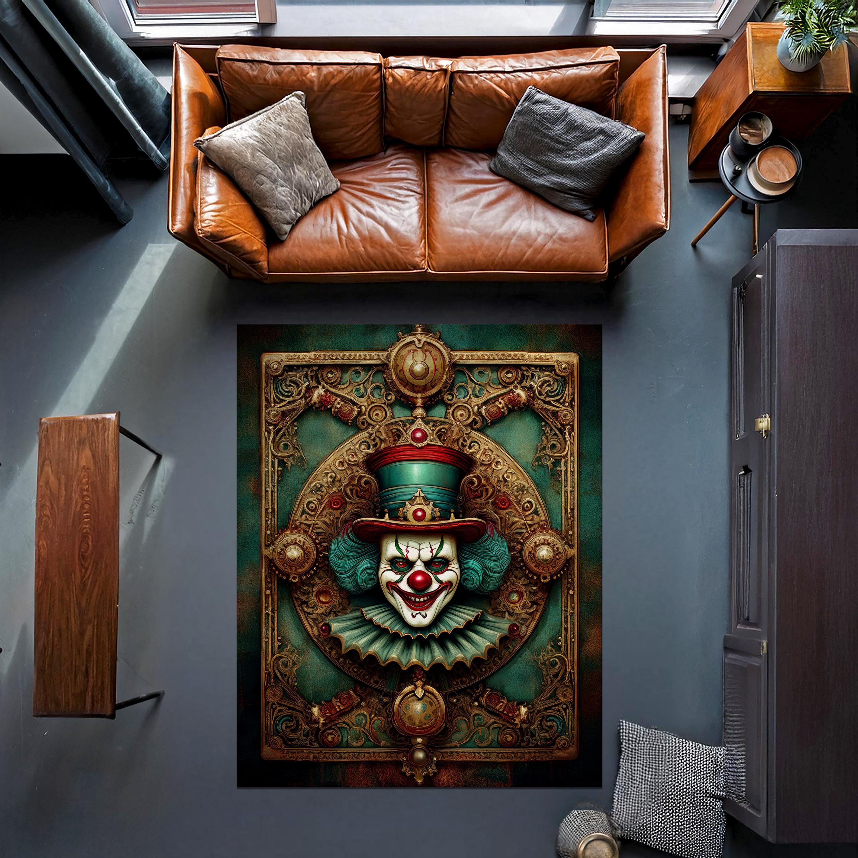 Creepy Clown Rug for Gothic Decor, Goth Clown Rug, Halloween Decor ...