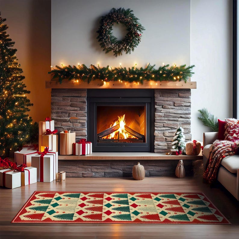 Merry Christmas Runner Rug, 2025 Christmas Decoration, Hallway Rug ...