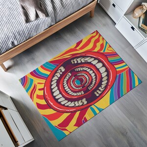 Teeth Rug, Pop Art Rug, Colorful Rug, Digital Art Rug, Red Lips Rug ...