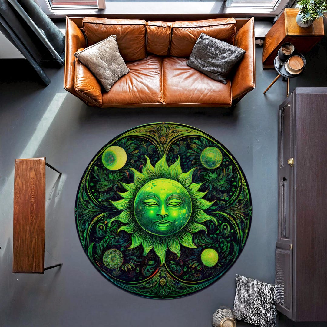 Celestial Sun Rug, Mystical Sky Decor, Floral Sun and Moon Rug, Planet ...
