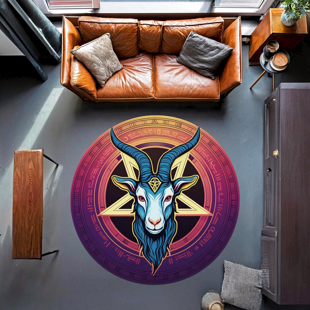Baphomet Pentagram Rug, Goat Rug, Satanic Rug, Satan Floor Decor ...