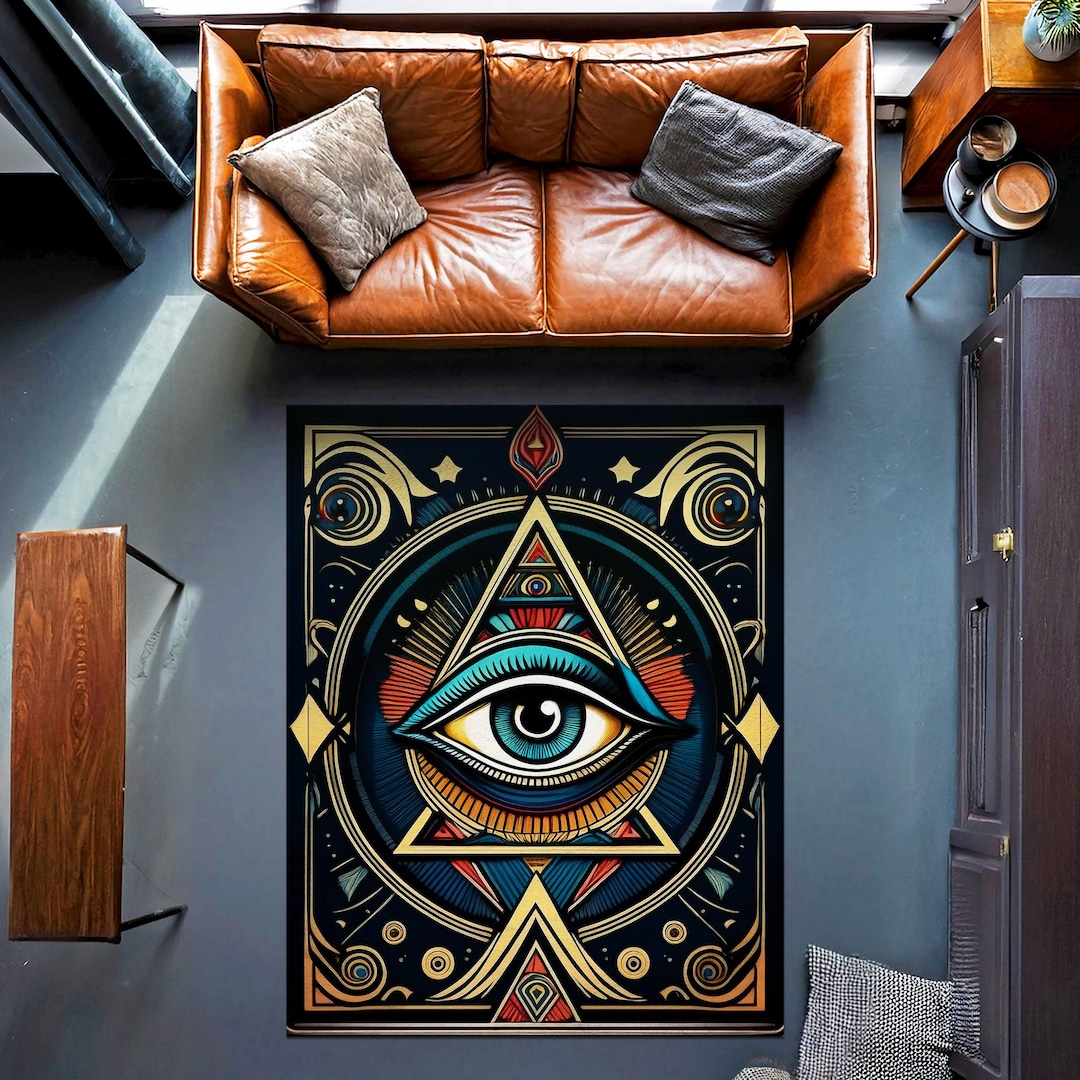 Third Eye Inspired Rug, Spiritual Rug, Illuminati Rug, Mason Rug, Third ...