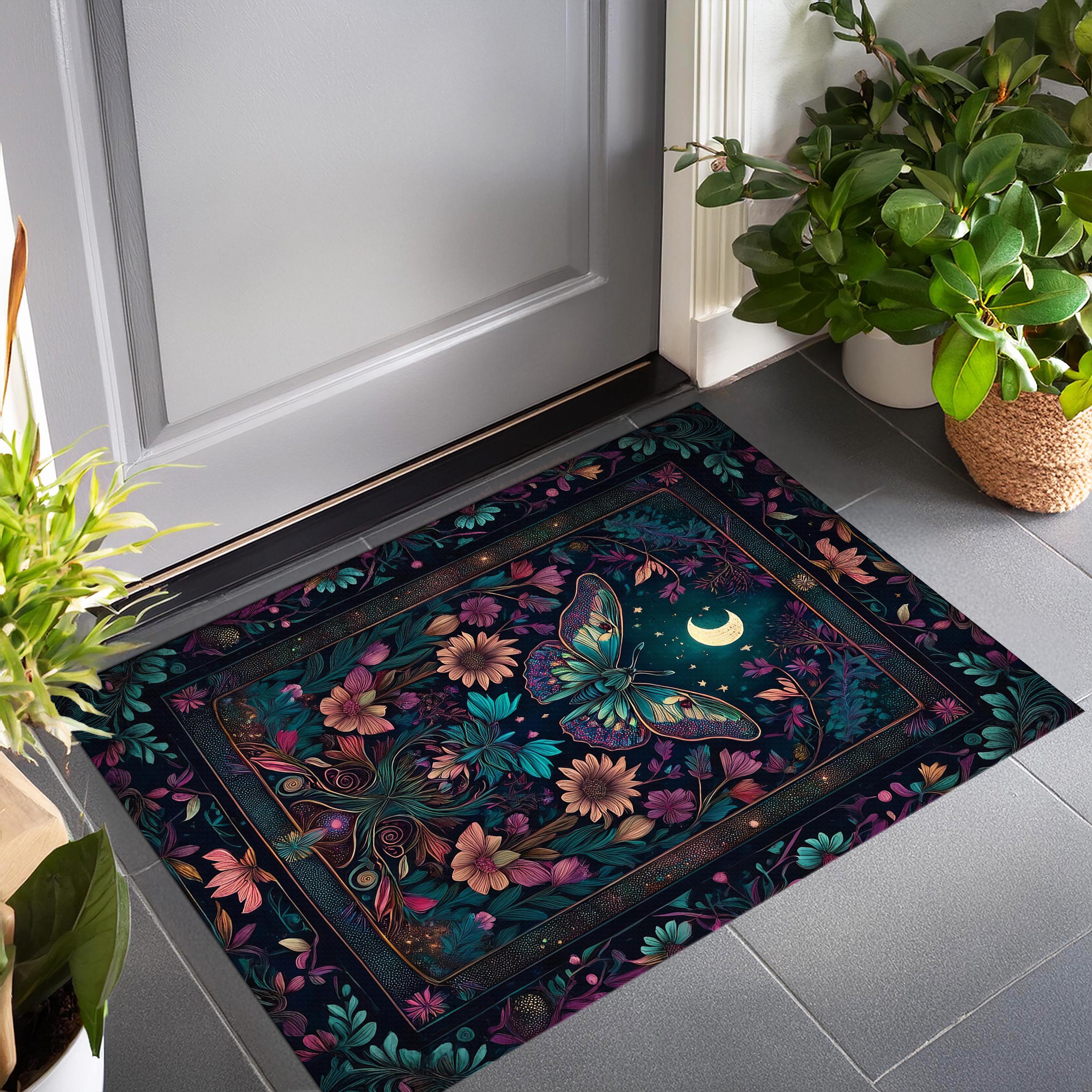 Luna Moth Rug, Mystic Butterfly Rug, Moonlit Floral Decor, Living Room ...