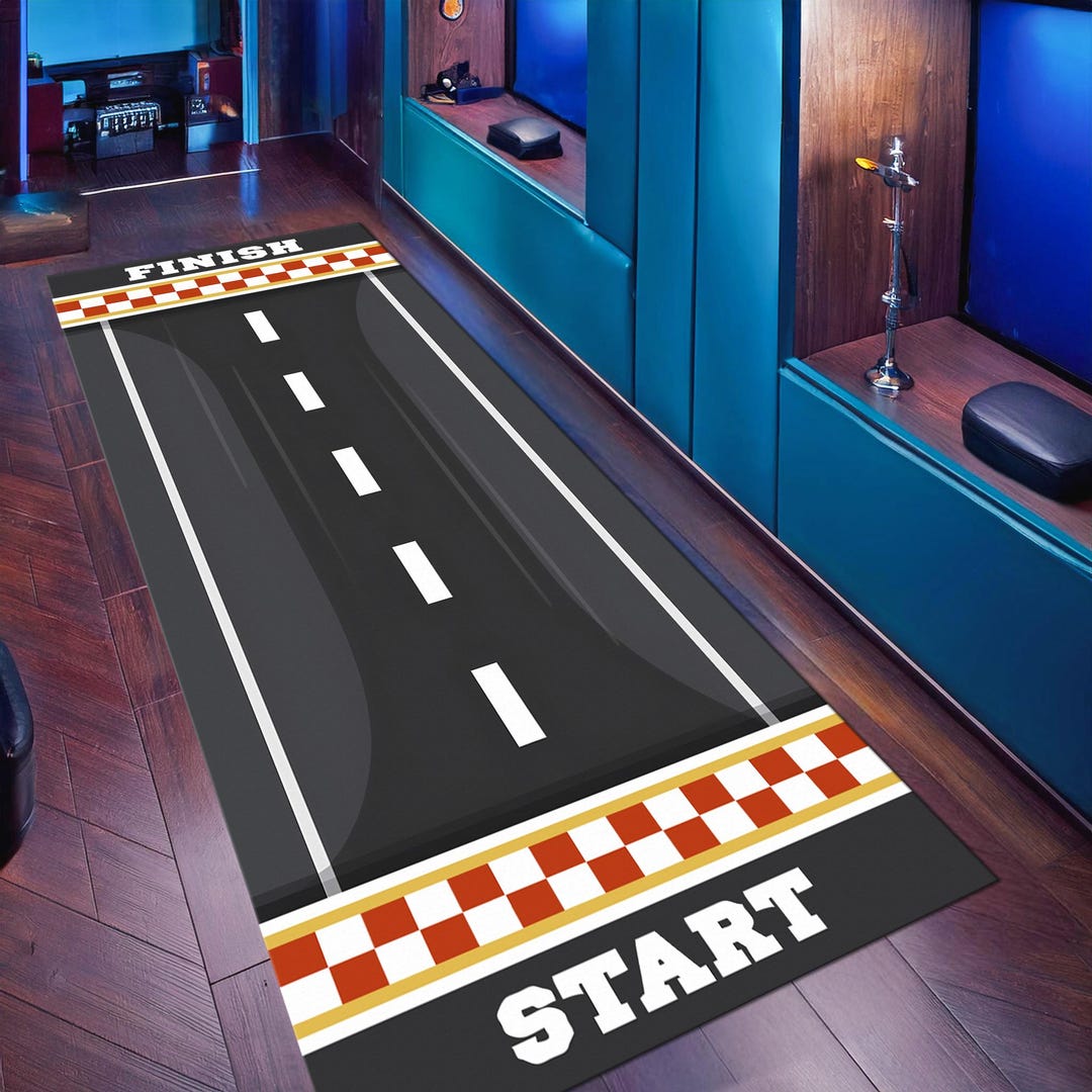 Race Road Track Runner Rug, Race Car Rug, Track Rug for Boy's Room ...