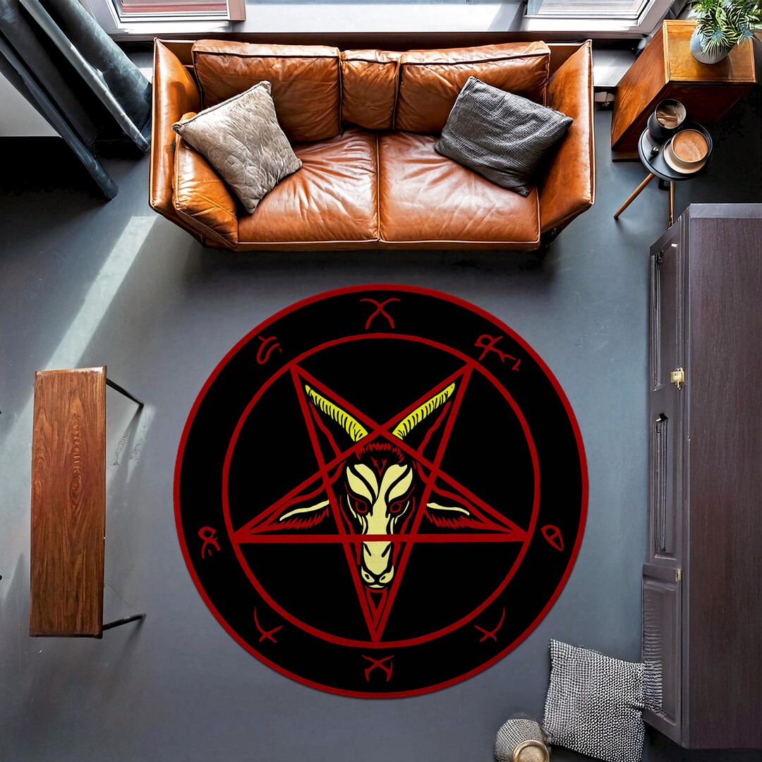 Red Pentagram Rug, Gothic Astrology Rug, Devil's Trap Rug, Pentacle ...