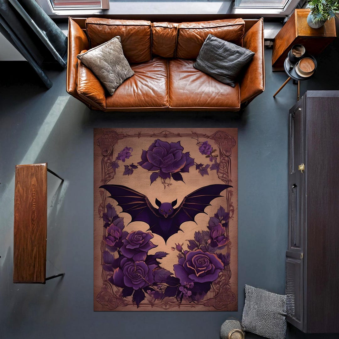 Bat Rug, Raven Rug for Goth Room Decor, Dark Academia Home Decor ...