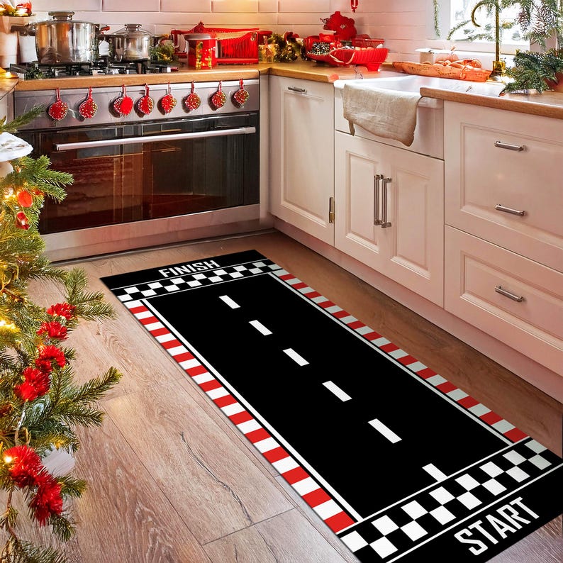 Race Road Track Runner Rug, Race Car Rug, Track Rug for Boy's Room ...