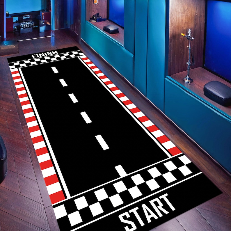 Race Road Track Runner Rug, Race Car Rug, Track Rug for Boy's Room ...
