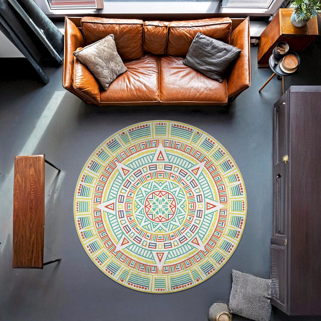 Aztec Pattern Rug, African Weave Pattern, Ethnic Round Rug, Oriental ...