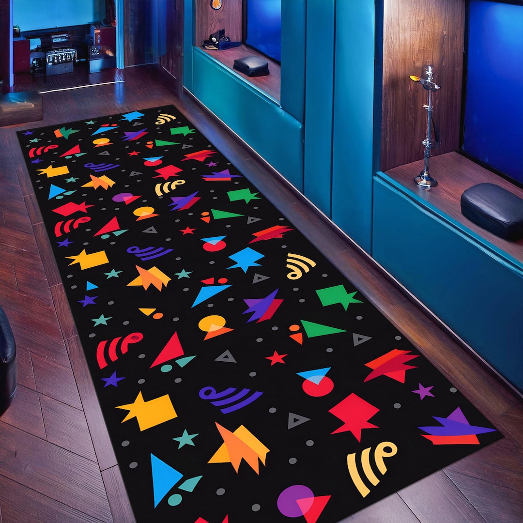 Retro Arcade Runner Rug, Hallway Rug, Game Room Decorations, 80s Style ...