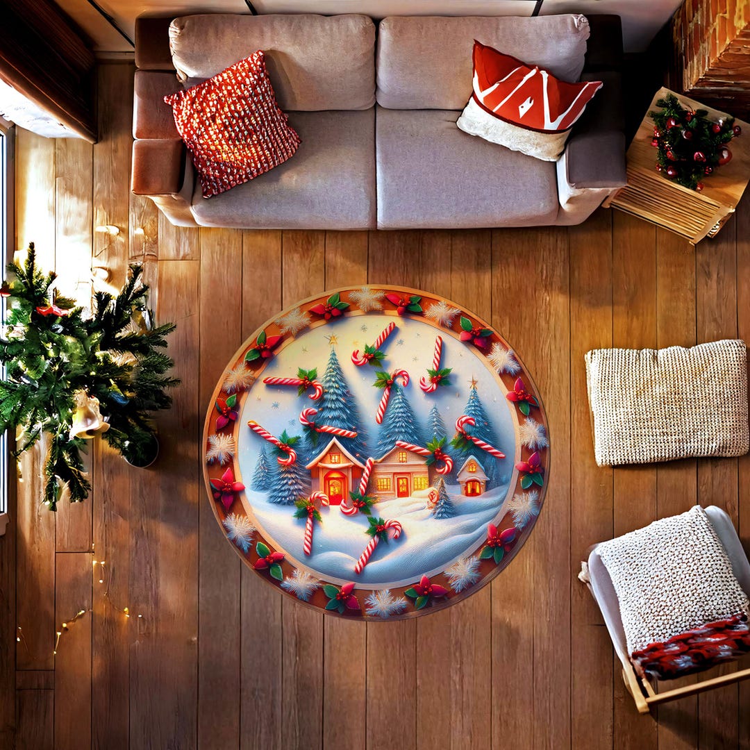 Merry Christmas Round Rug, 2025 Christmas Decoration, Christmas Gift ...