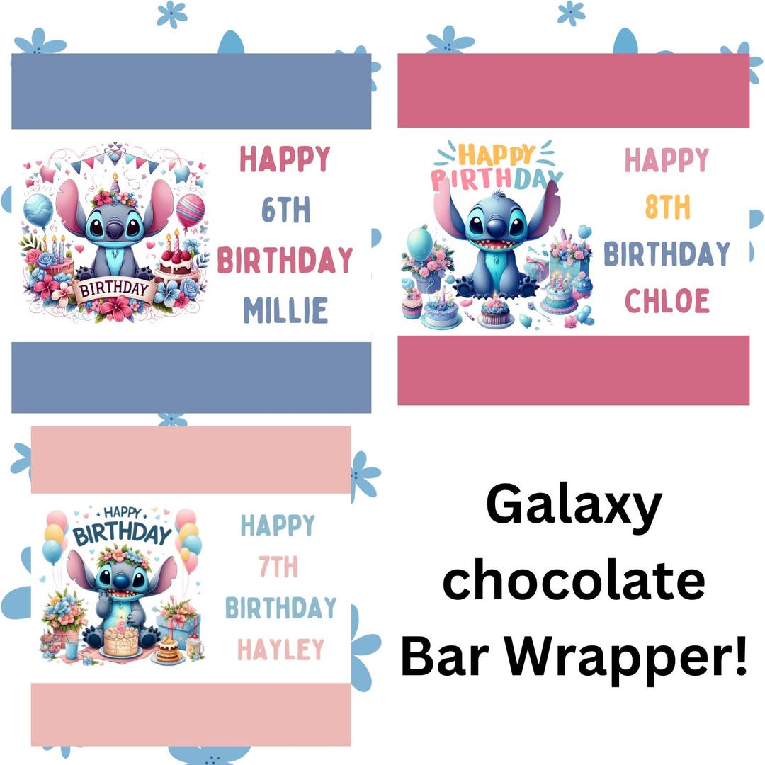Lilo and Stitch Stitch Design Galaxy Chocolate Bar Wrapper Personalised ...