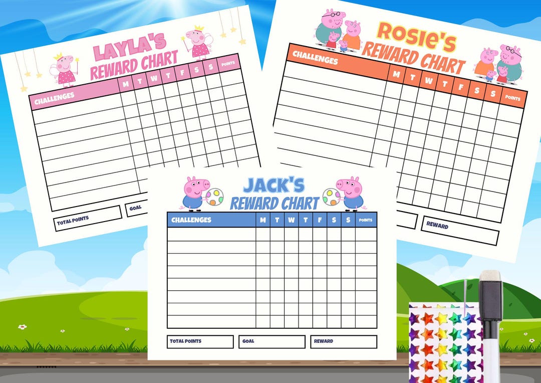 Peppa Pig Reward Chart. Boys or Girls Pen and Sticker Included. Fun ...