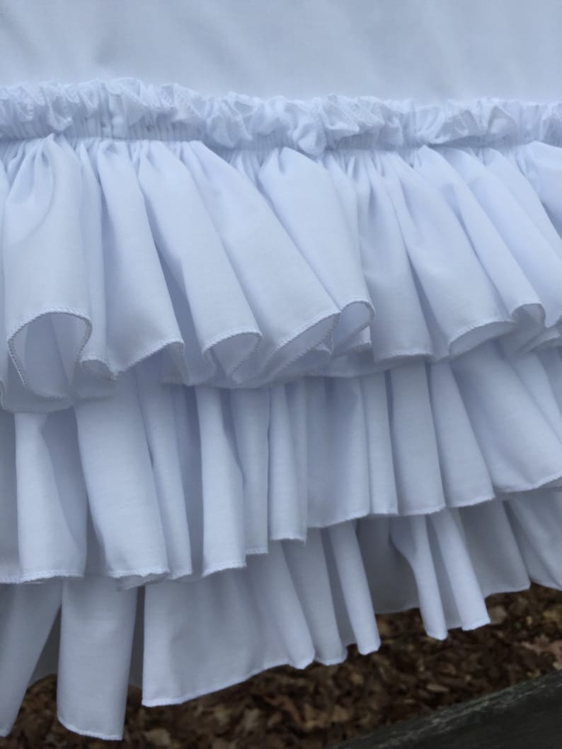 White Farmhouse Cotton Triple Ruffle Table or Dresser Runner | Etsy
