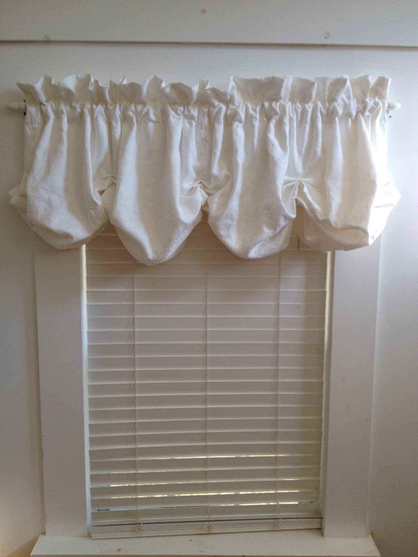 White Linen Balloon Valance With No Ruffle | Etsy