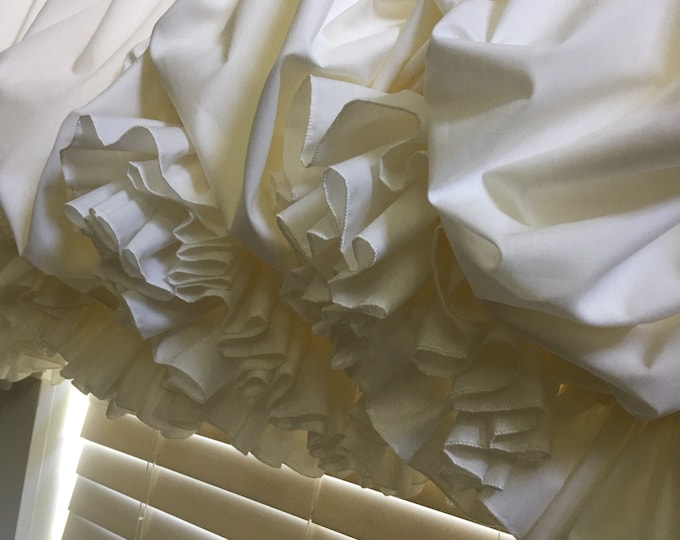 Off White Ecru Parchment Double Ruffle Balloon Curtain Valance - Etsy
