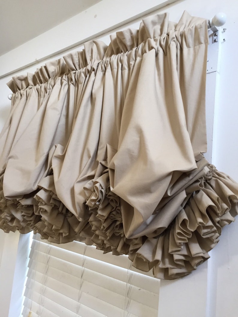 Double Ruffled Tea Dyed Muslin Balloon Curtain Valance - Etsy