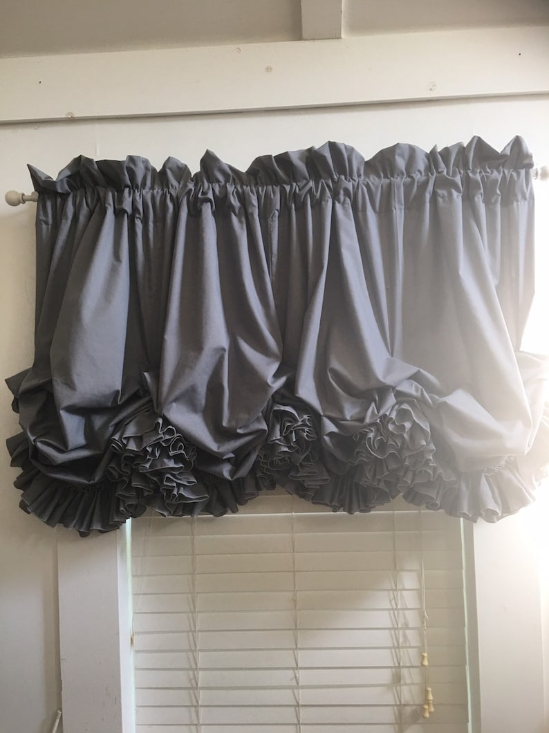 Dark Gray Double Ruffle Balloon Curtain | Etsy