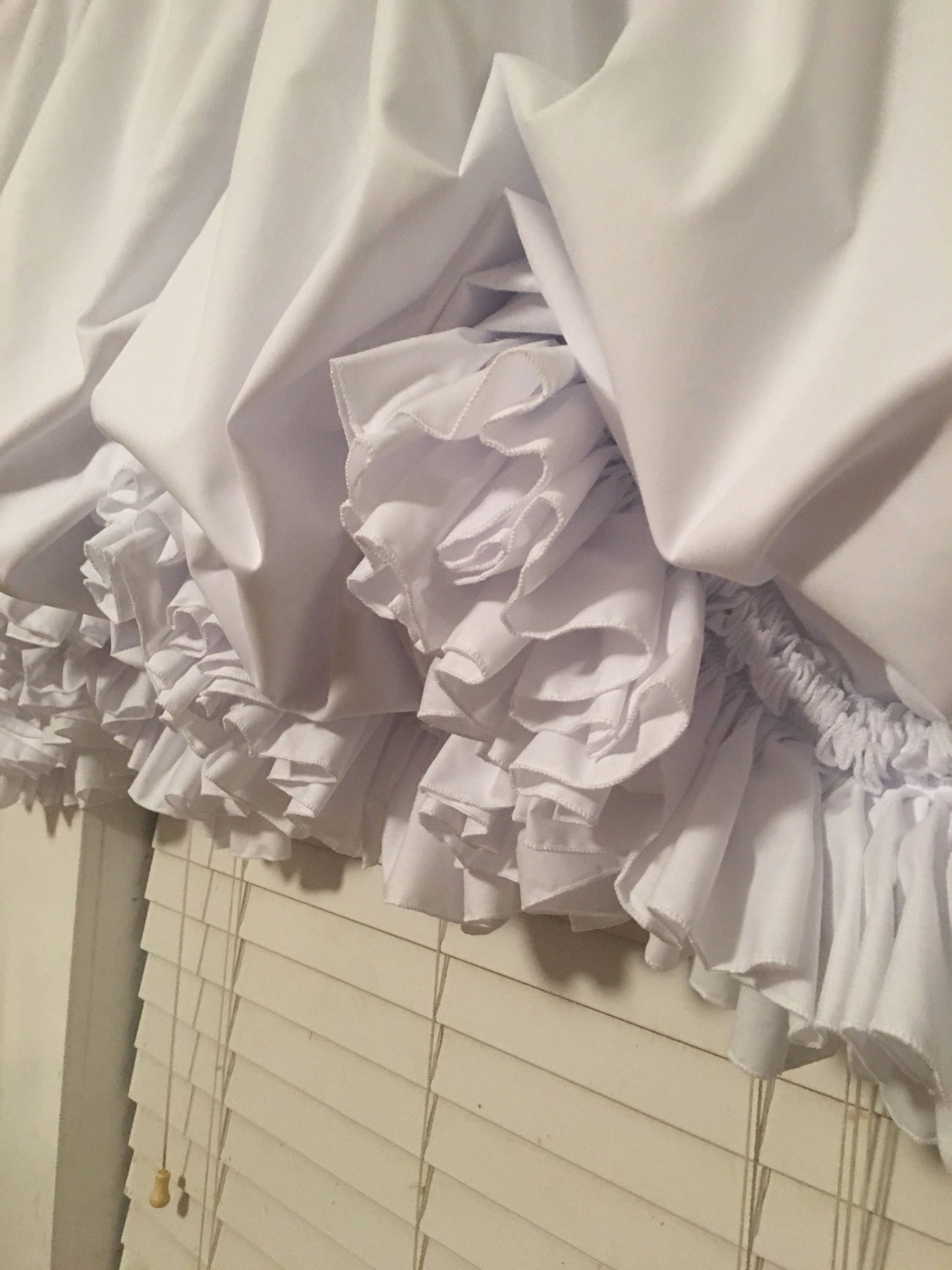 Farmhouse White Double Ruffle Balloon Curtain Valance - Etsy