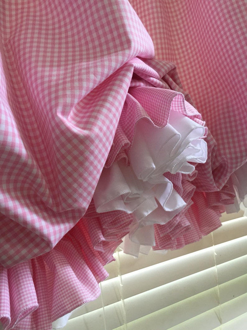 Pink Gingham Double Ruffle Balloon Curtain - Etsy Pink Gingham Double Ruffle Balloon Curtain - Etsy