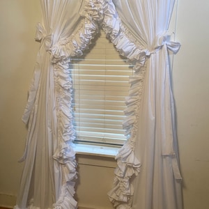 Double Ruffle White Cotton Priscilla Curtains - Etsy