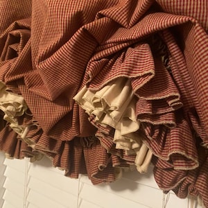 Deep Red Farmhouse Homespun Double Ruffle Balloon Curtain - Etsy