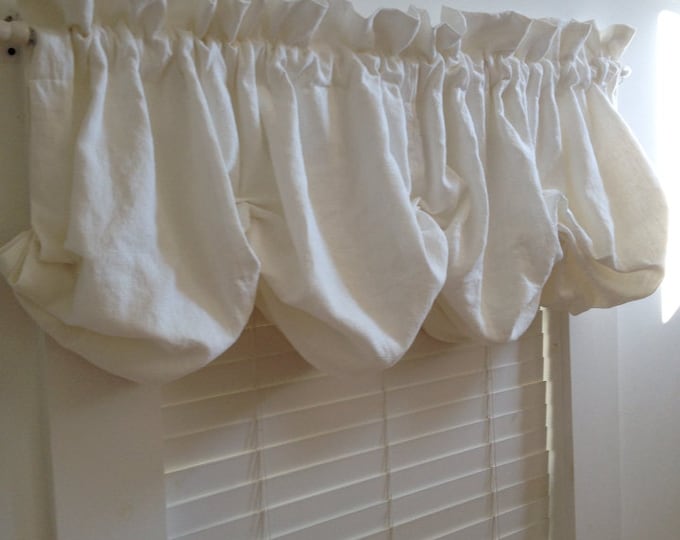 White Linen Balloon Valance With No Ruffle - Etsy