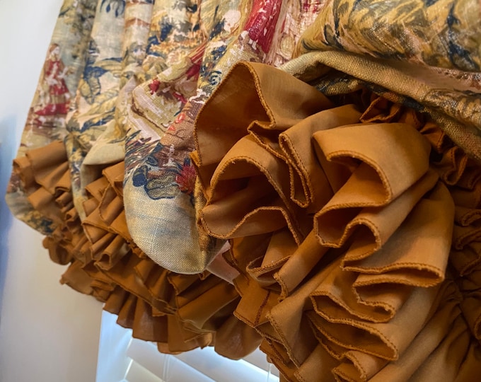 Gold Toile Double Ruffle Balloon Curtain - Etsy