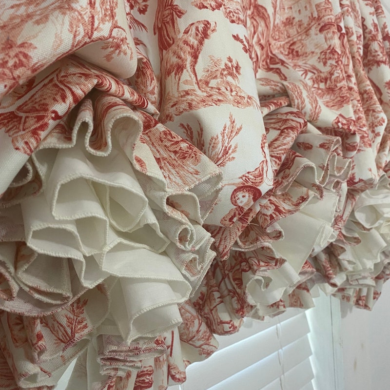 Red Toile Valance - Etsy