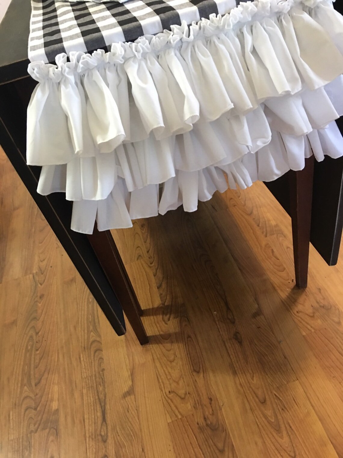Farmhouse Black Check Table Runner With White Triple Ruffles - Etsy