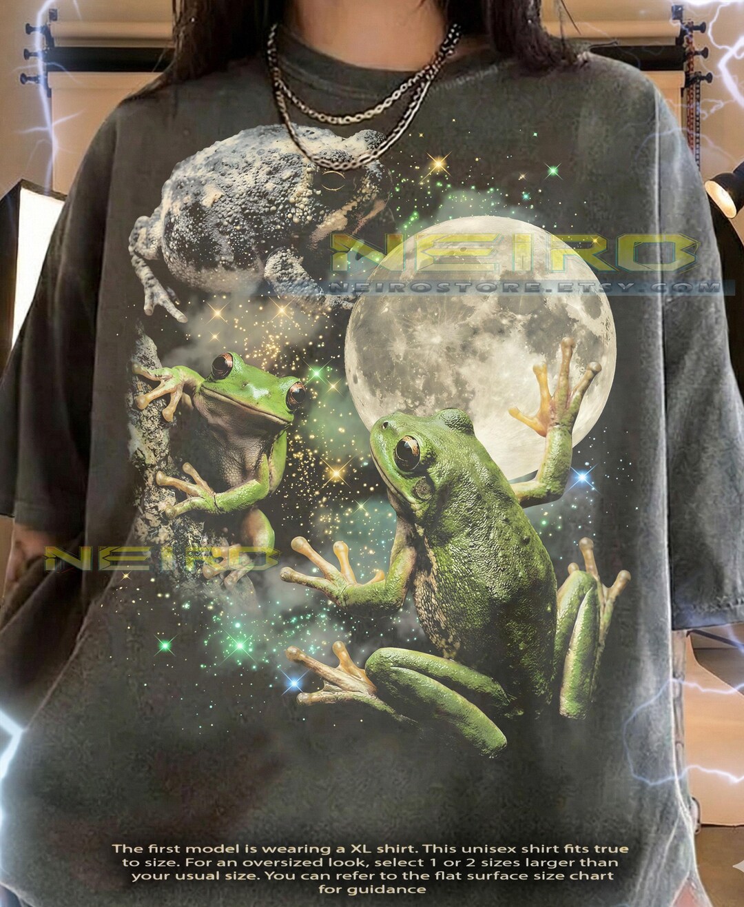 Frogs Toad Amphibian Lover Full Moon Sparkling Stars Galaxy Comfort ...