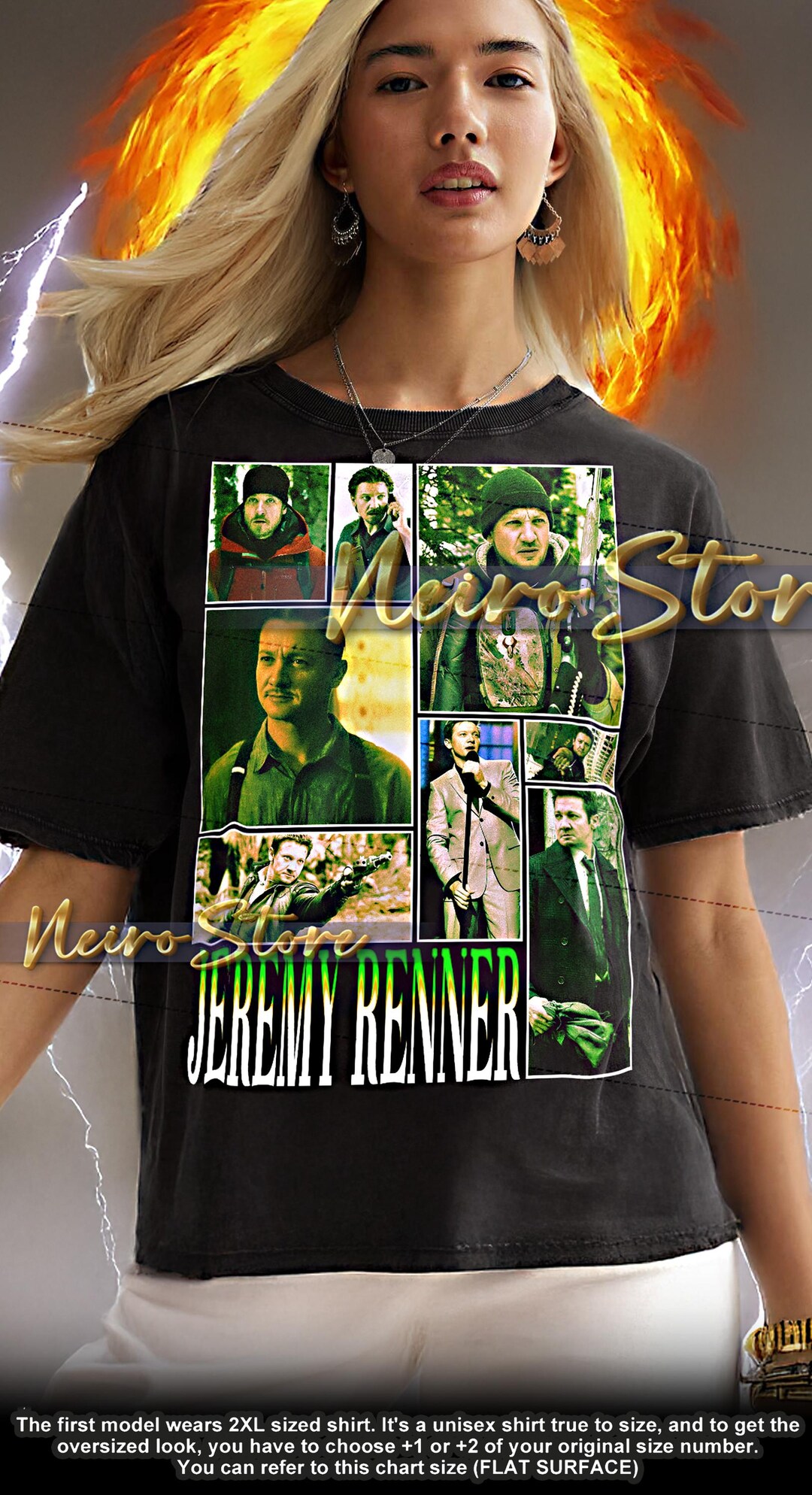 Jeremy Renner Bootleg Shirt, Jeremy Renner Retro Tees, Action Grit ...