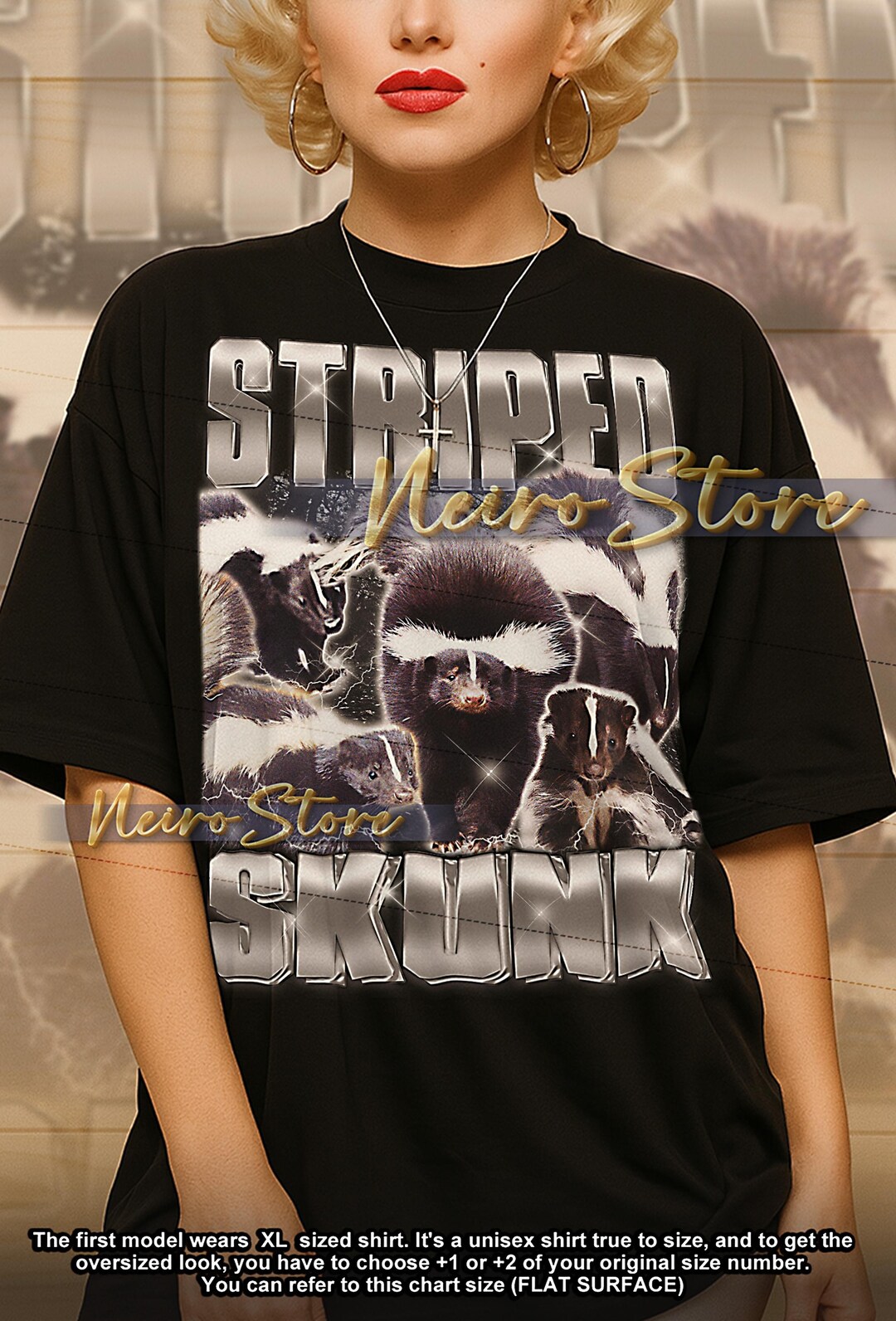 STRIPED SKUNK Bootleg Shirt, Striped Skunk Retro Tees, Forest Trickster ...
