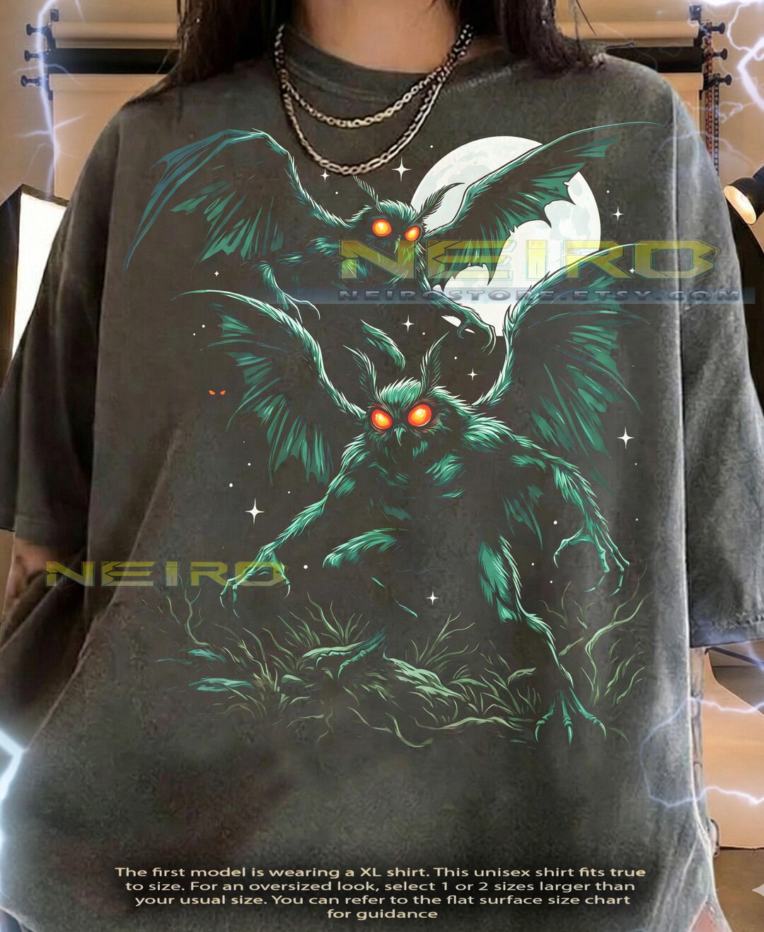 Vintage Mothman Cryptid Comfort Colors® Tshirt, Spooky Horror Legend ...