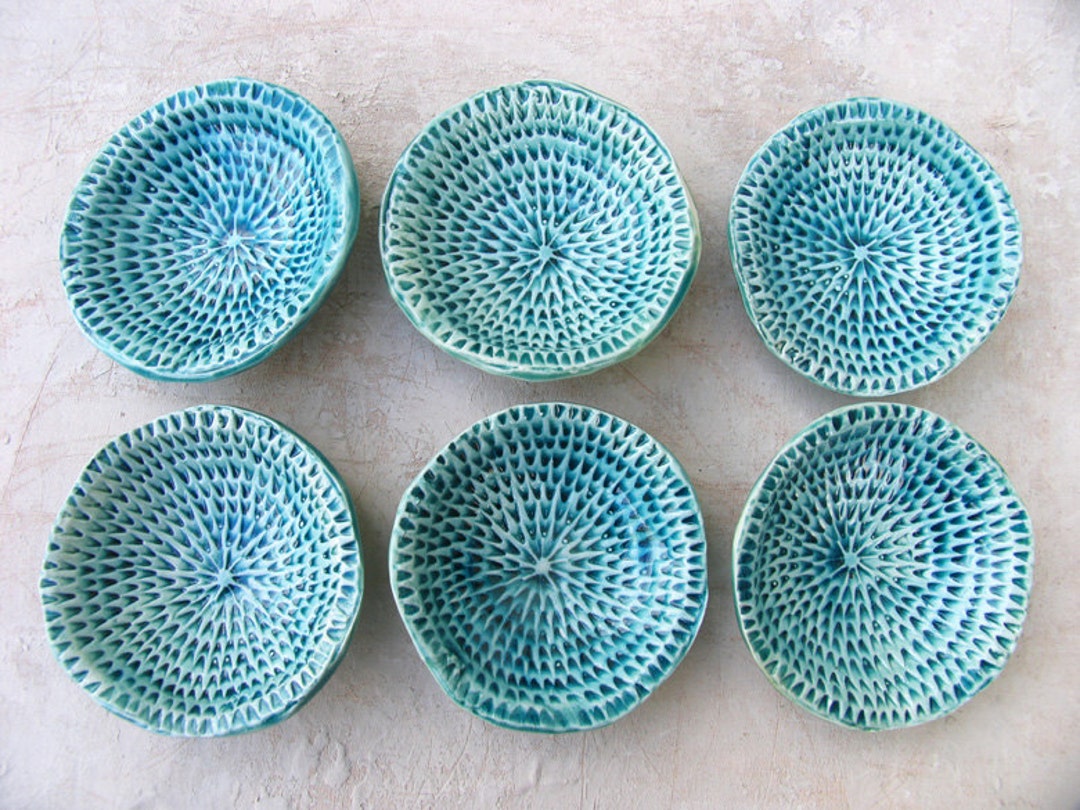 Textured Turquoise Ceramic Bowl - Etsy