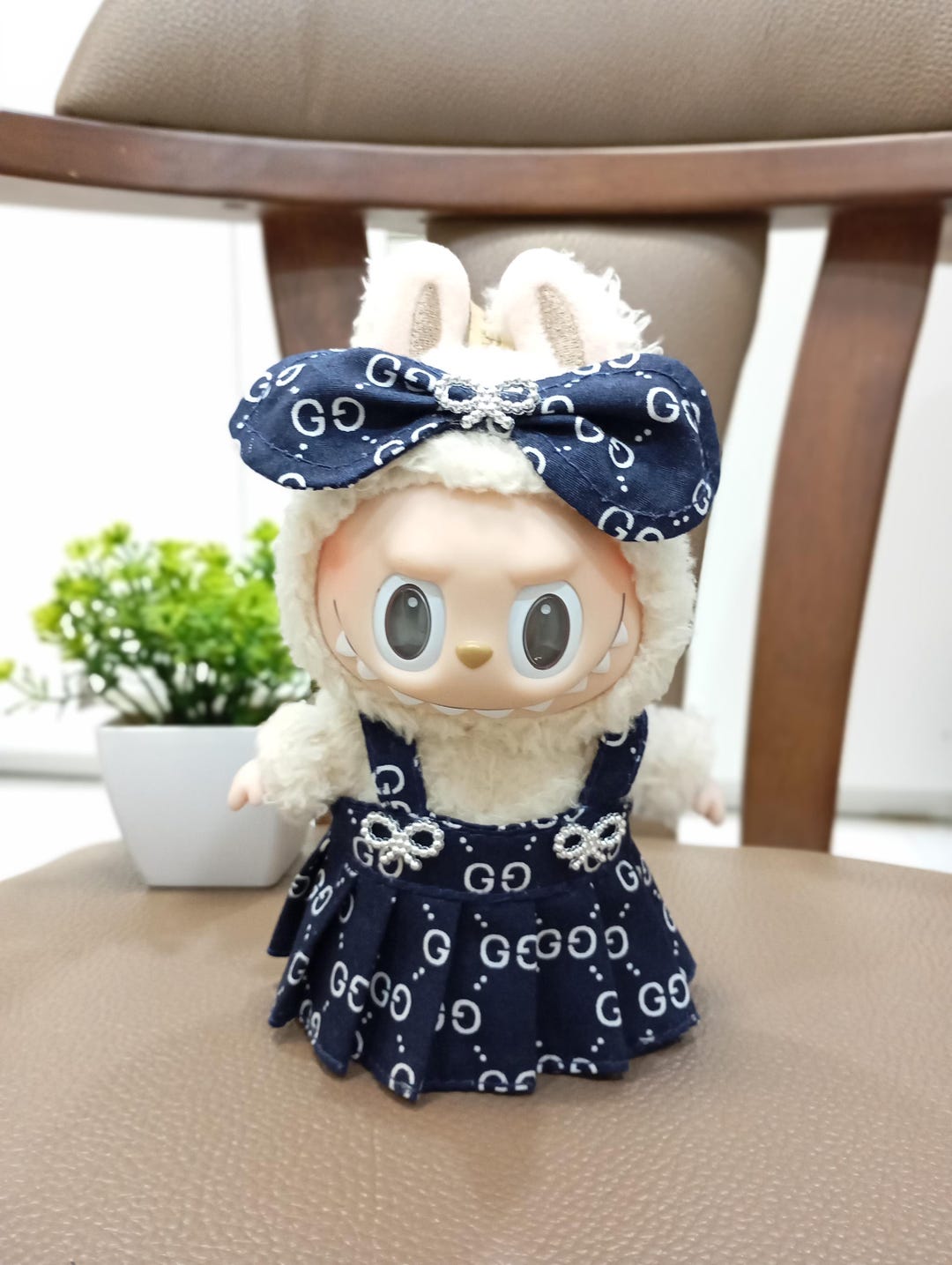 Handcrafted Labubu Dolls Outfit Sewing Brandname Fabric Pattern Dress ...