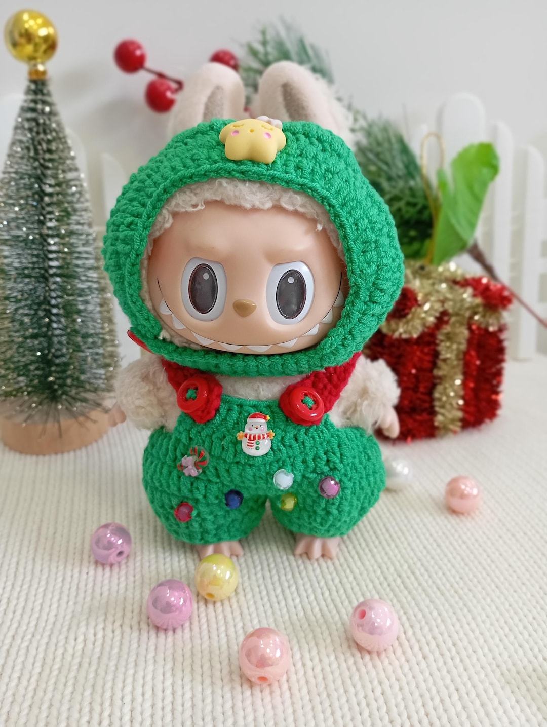 Handcrafted Christmas Labubu Outfit Crochet Pine Tree Jumpsuit - Etsy