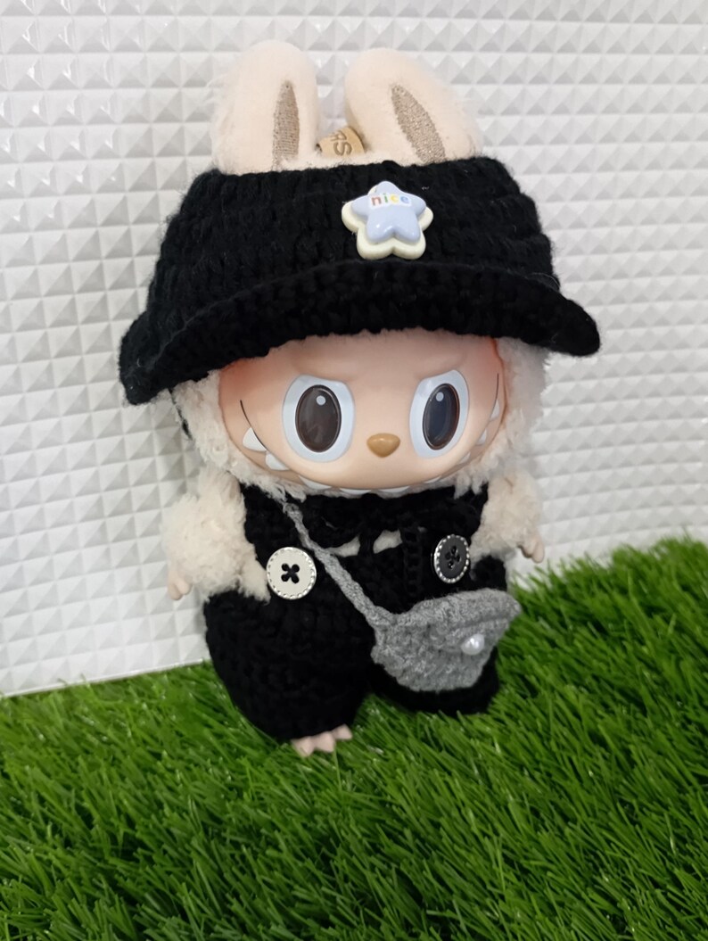 Handmade Labubu Dolls Outfit Crochet Black Overalls - Etsy