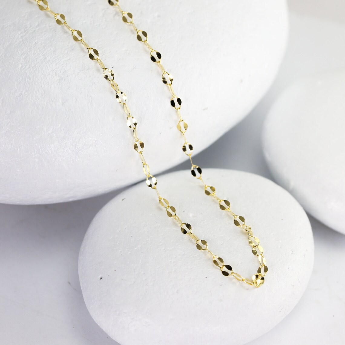 Hammered Gold Mirror Necklace Light and Simple Layering Chain - Etsy