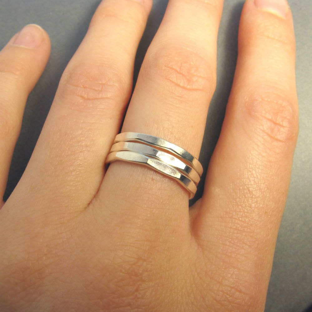 Silver Wrap Ring Hammered Coil Ring Stacking Midi Ring | Etsy