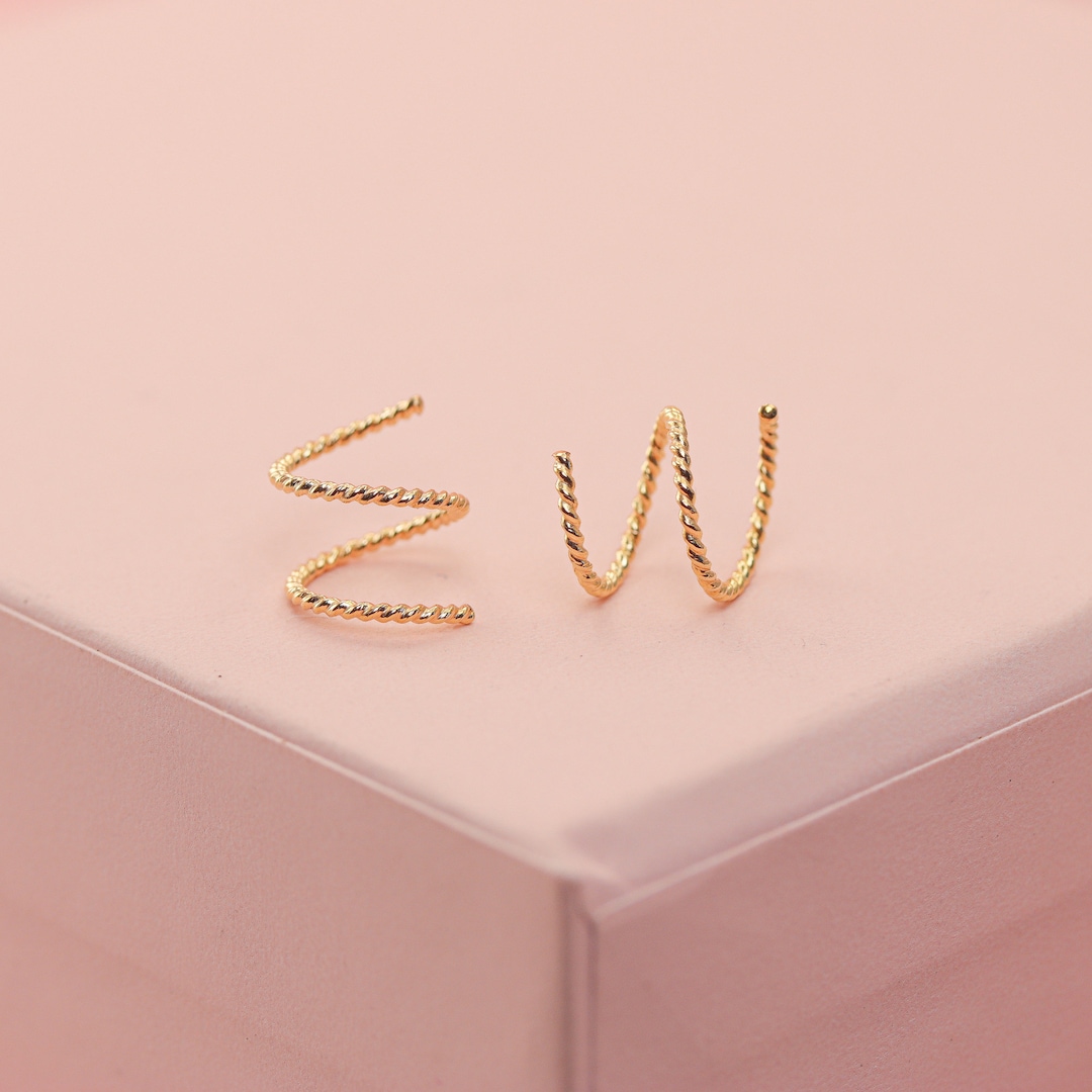 Double Hoop Illusion Earrings in 14k Gold, Gold Fill or Sterling Silver, Tiny Twist Earrings ...