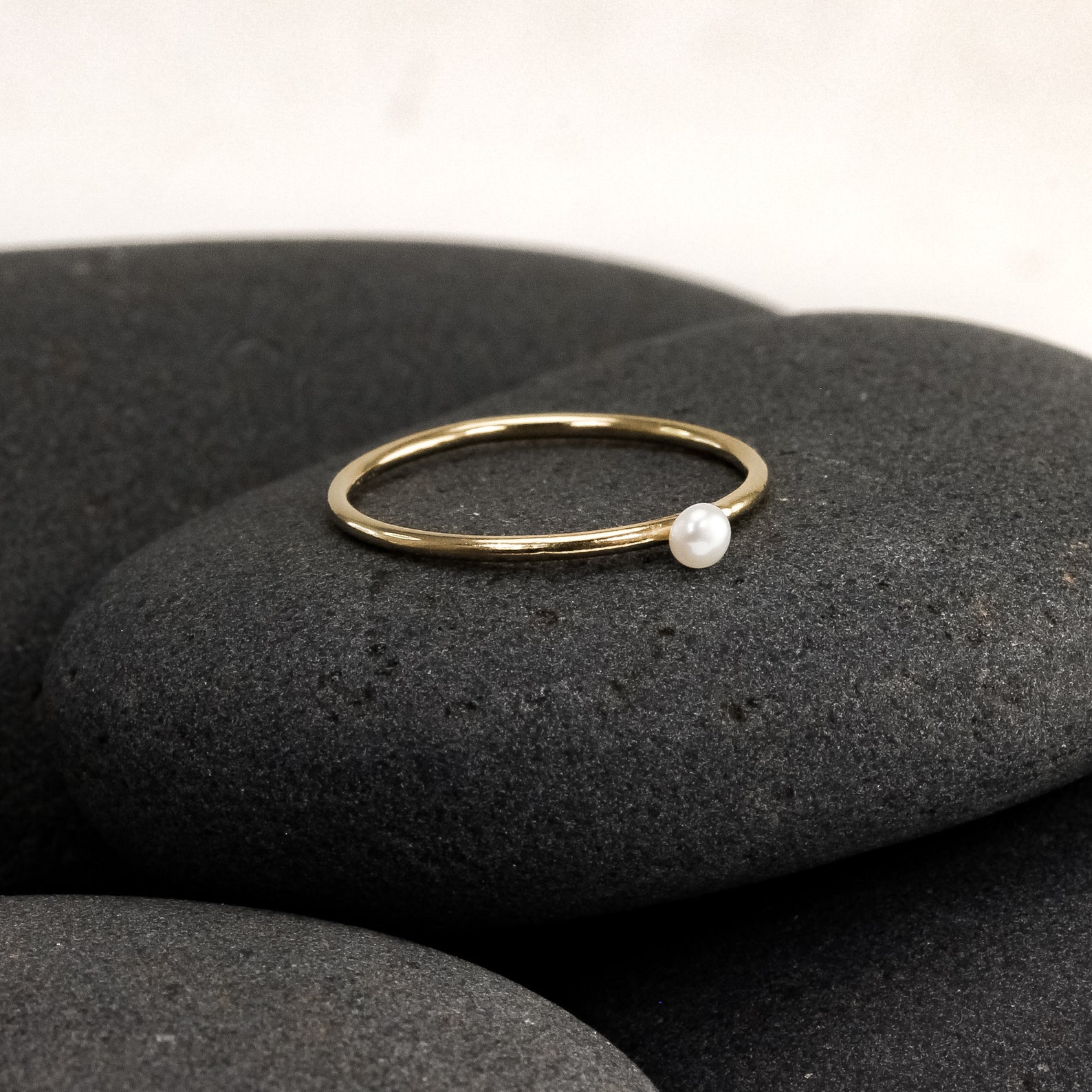 Mini Pearl Stacking Ring in Gold Fill Rose Gold Fill or | Etsy