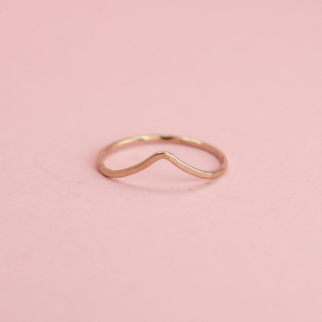 Mini Hammered Chevron Bands in Silver Gold or Rose Gold - Etsy